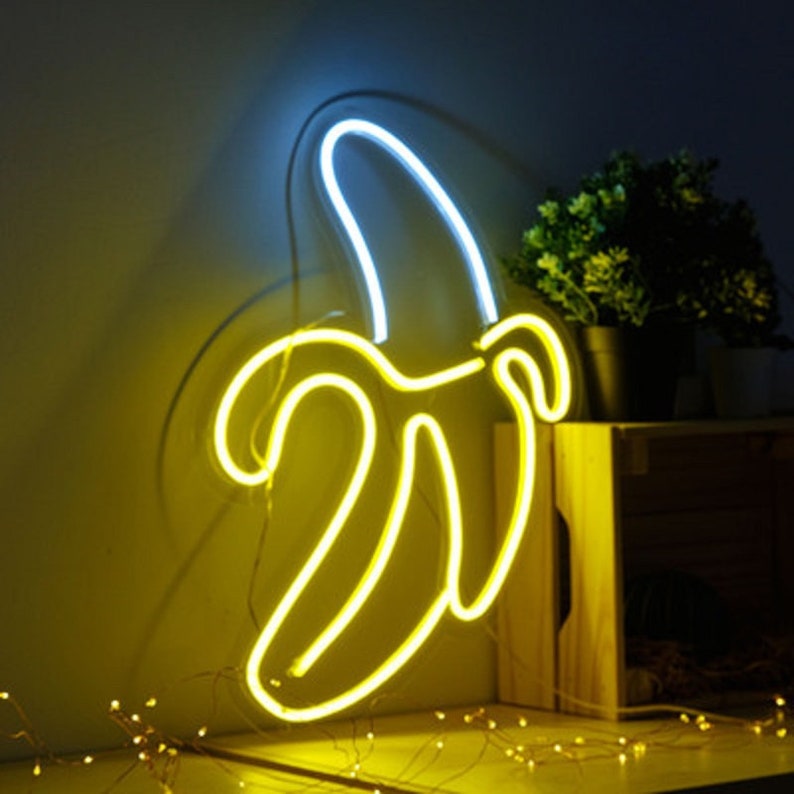 Banana Neon Sign With Acrylic Plate USB Powered Neon Decor Neon Art ...