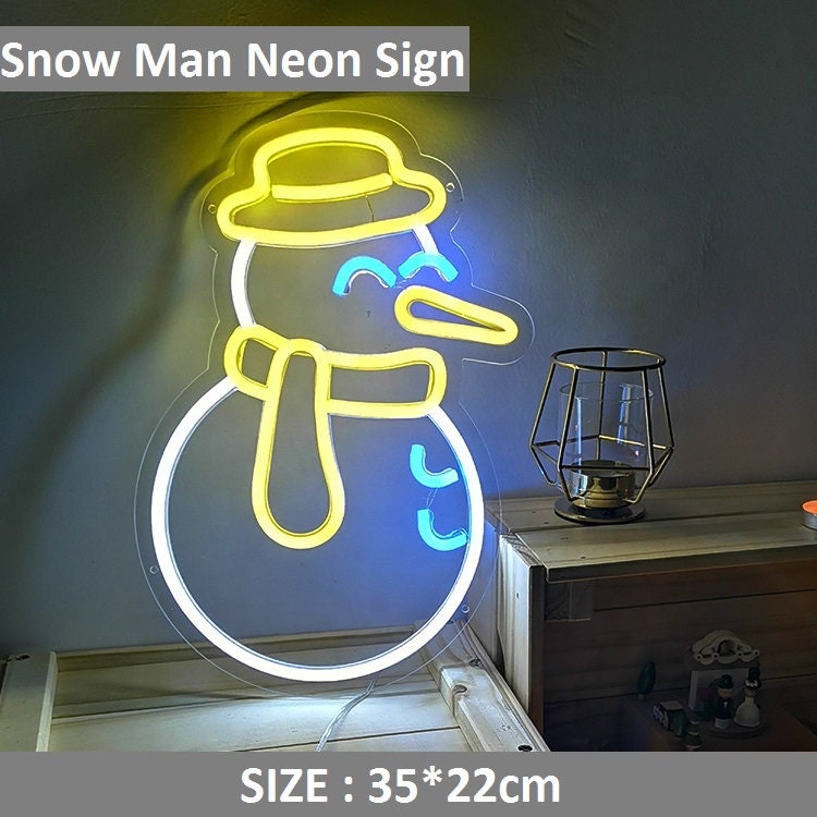Christmas Snow Man Neon Sign With Acrylic Board 5V USB Powered - Etsy