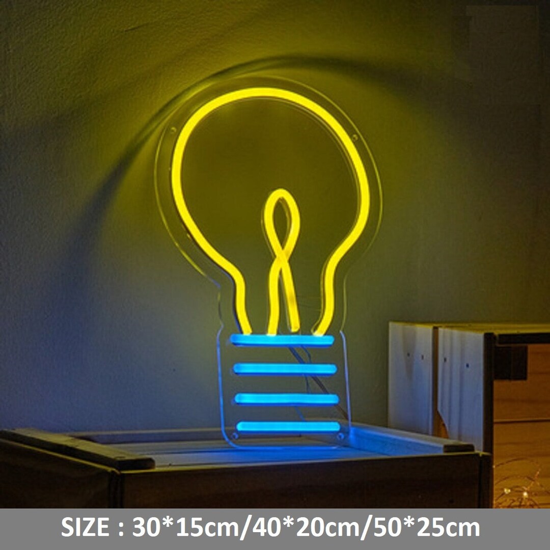 Bulb Neon Sign With Acrylic Plate 5V USB Powered Bulbs Wall Neon Decor ...