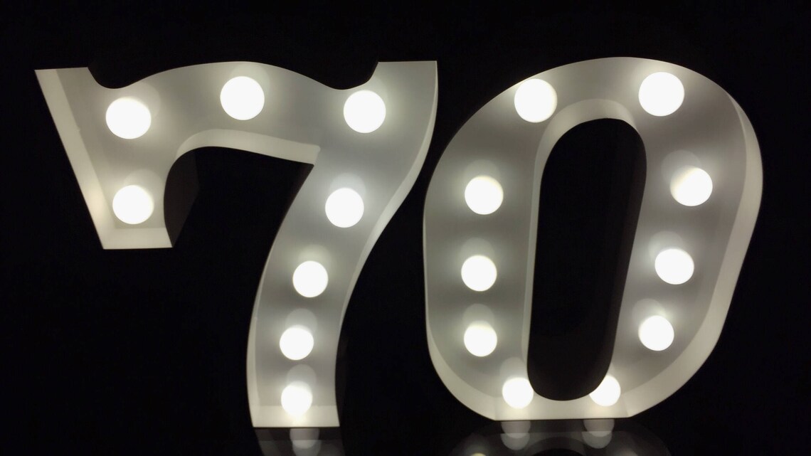 12metal White/black Number 70-79 Light up Number Seventy | Etsy