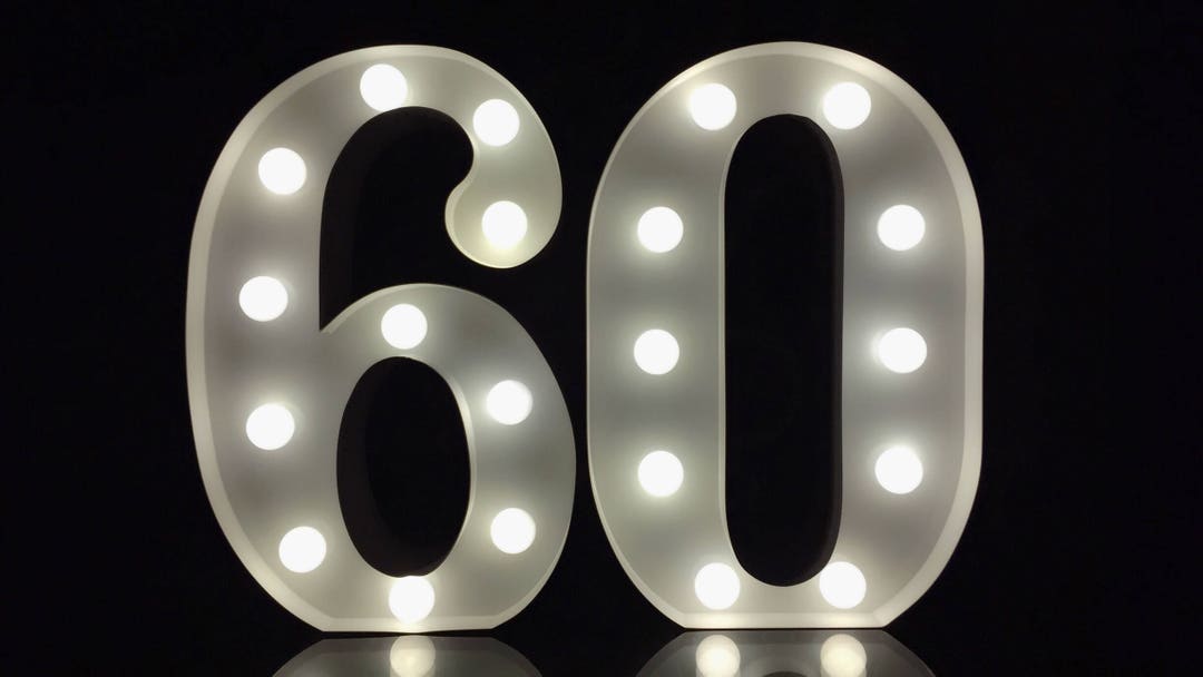 12"metal White Marquee Number 60-69 Party Number Light up Number Sixty ...