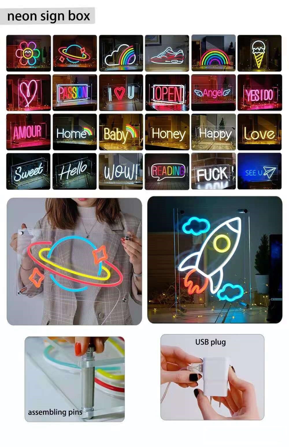 Planet Neon Sign With Acrylic Board Space Neon Box Neon - Etsy