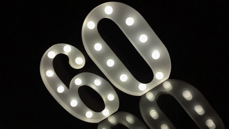 12"metal White Marquee Number 60-69 Party Number Light up Number Sixty ...