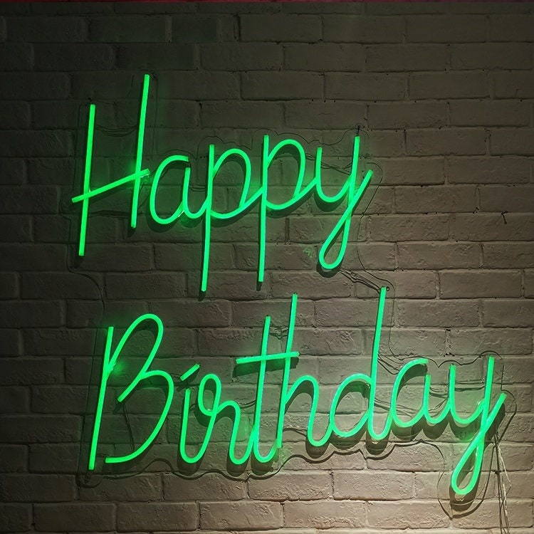 Happy Birthday Light up Neon Letters Neon Sign With Acrylic Plate Wall ...