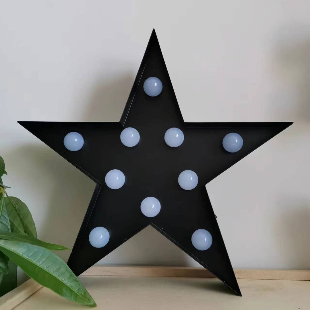 Metal 9 Black Color Light up Sign Star Home Store Table Wall Decor - Etsy