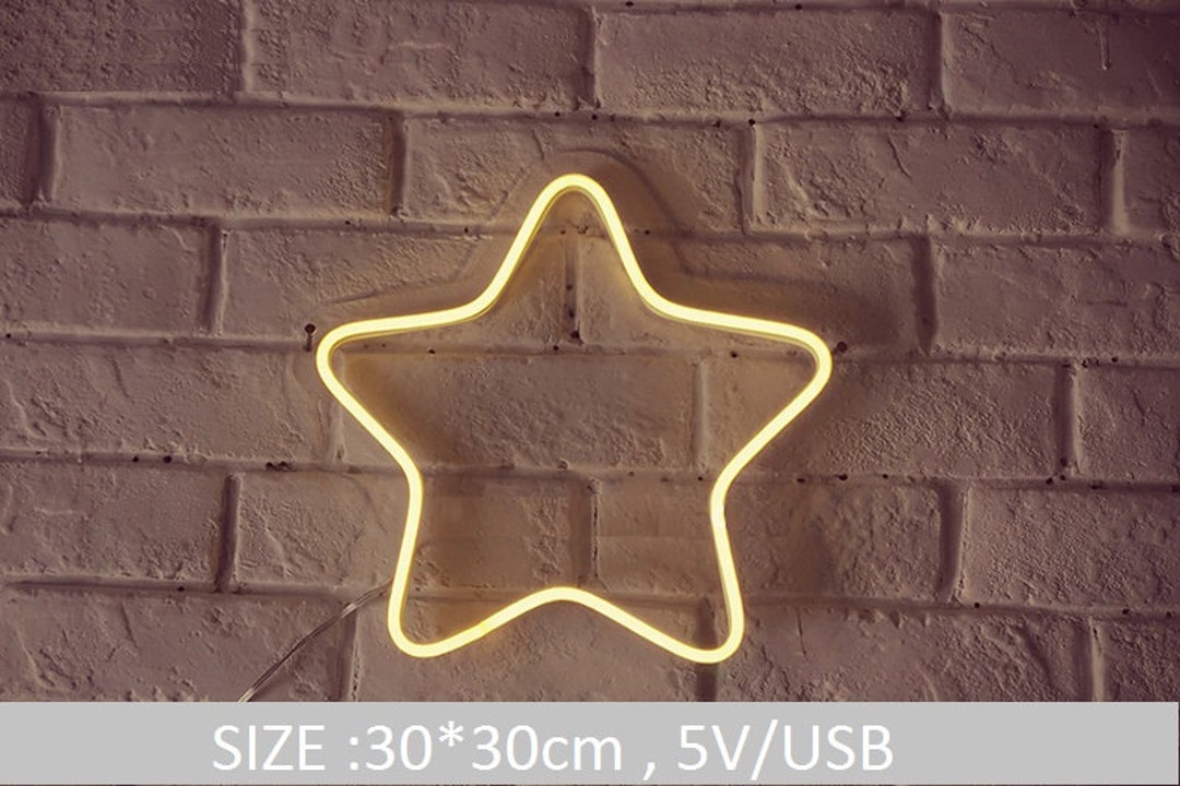 Acrylic Star Neon Sign USB Powered Neon Decor Art Kids Child Home Room ...