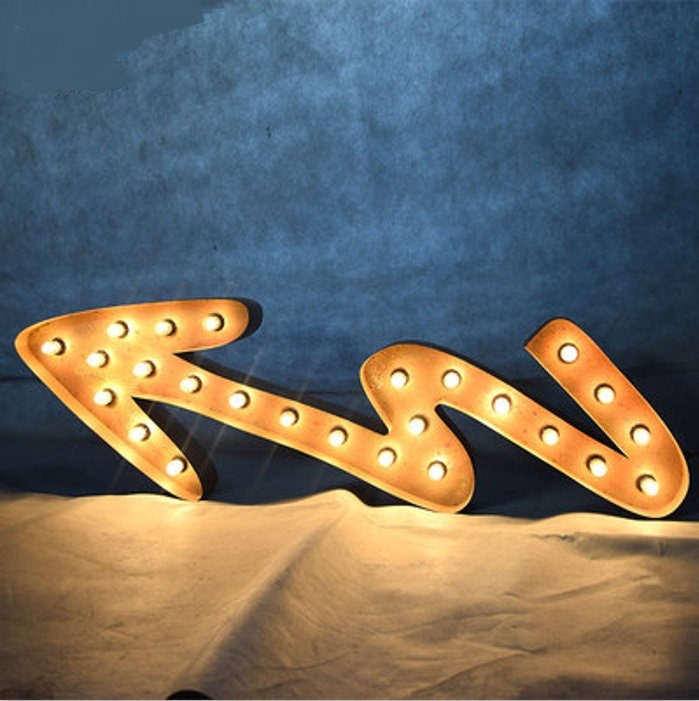 24" White Metal Marquee Arrow Sign Light up Arrow Symbol Home Party Bar ...