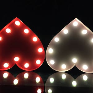 9" Metal Red Heart LED Metal Light up Love Sign Night Light Battery ...
