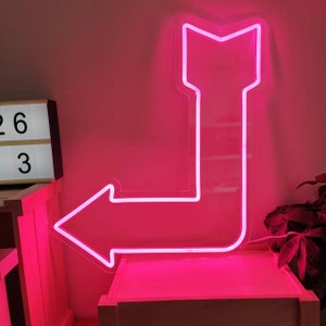 Orange Arrow LED Neon Sign With Acrylic Plate Neon Decor Neon Arrow ...