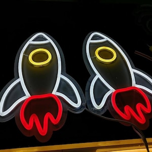 Space Rocket LED Neon Sign With Acrylic Plate Neon Decor Space Rocket ...