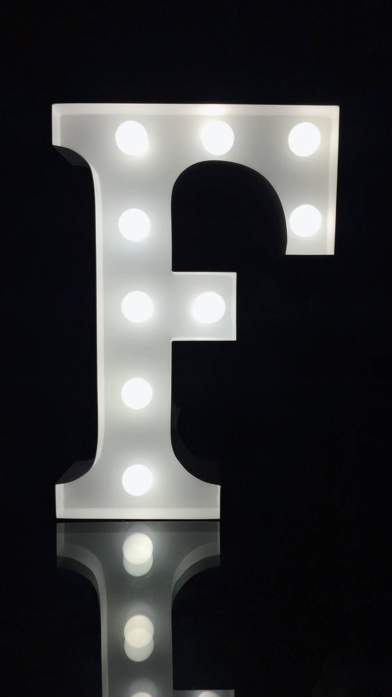 Metal White Initial Letter F Marquee Letter Light 9"height Light up ...