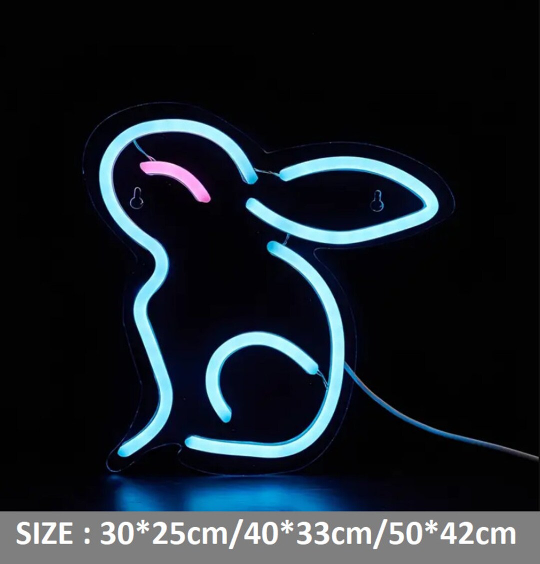 Bunny Rabbit Neon Sign With Acrylic Board 5V USB Powered Children Child ...