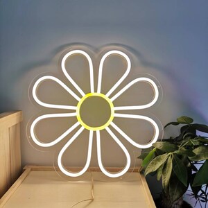 Daisy Flower Neon Sign With Acrylic Board USB Powered Sun Flower Sign ...