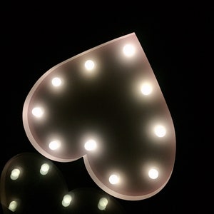 12" Metal Heart Sign Pink Heart Sign Love Sign Love Heart Light Battery ...