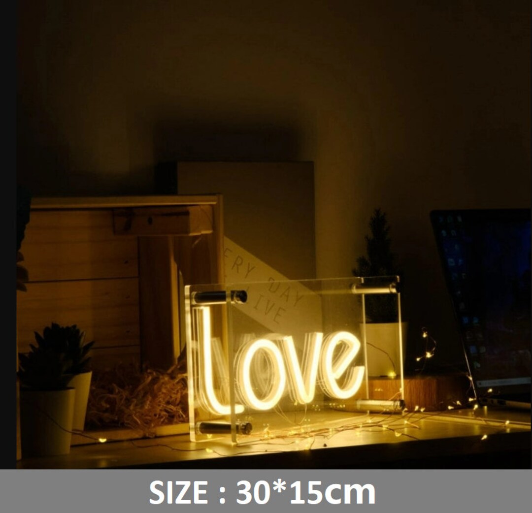 LOVE Letters Neon Sign Neon Box Neon Decor Wedding Proposal Decor ...
