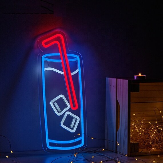 Iced Drinks Cold Drinks Neon Sign with Acrylic Plate Store Shop Neon ...