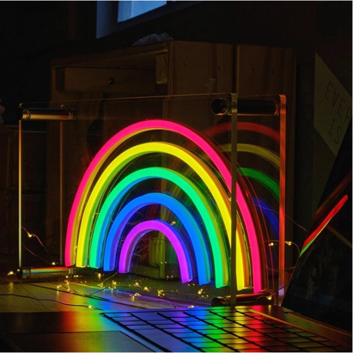 Rainbow Neon Sign Neon Box Neon Decor Light up Rainbow Neon - Etsy