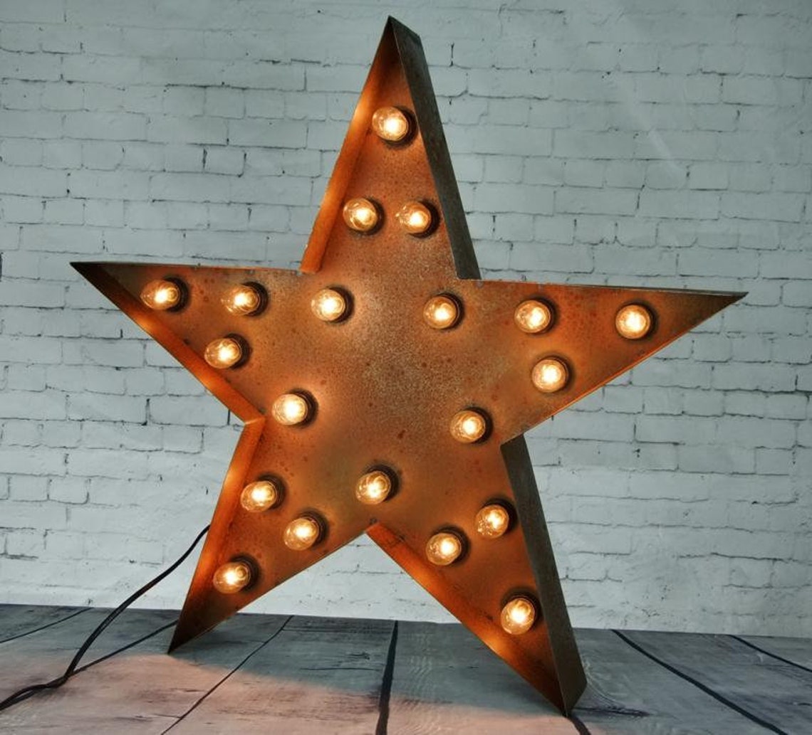 24 Metal Star Marquee Sign Light Up Star Sign Home Bar | Etsy
