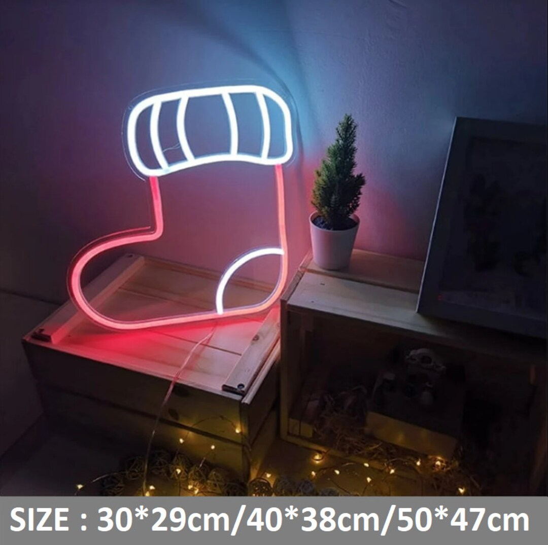 Christmas Stocking Neon Sign, LED Christmas Decor, USB Powered - Etsy