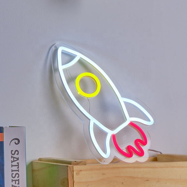 Space Rocket LED Neon Sign With Acrylic Plate Neon Decor Space | Etsy