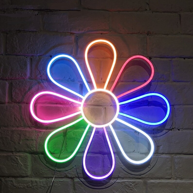 Flower LED Neon Sign With Acrylic Board Flower Neon Decor Neon - Etsy