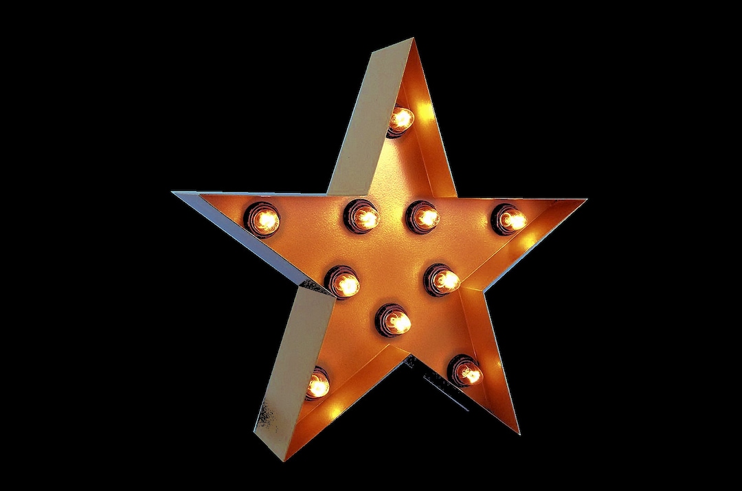 24" Metal Star Decor Marquee Sign Light up Star Light Indoor Outdoor ...