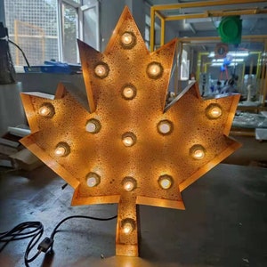 24" Metal Marquee Maple Leaf Sign Light up Maple Leaf Sign Symobol Mark ...