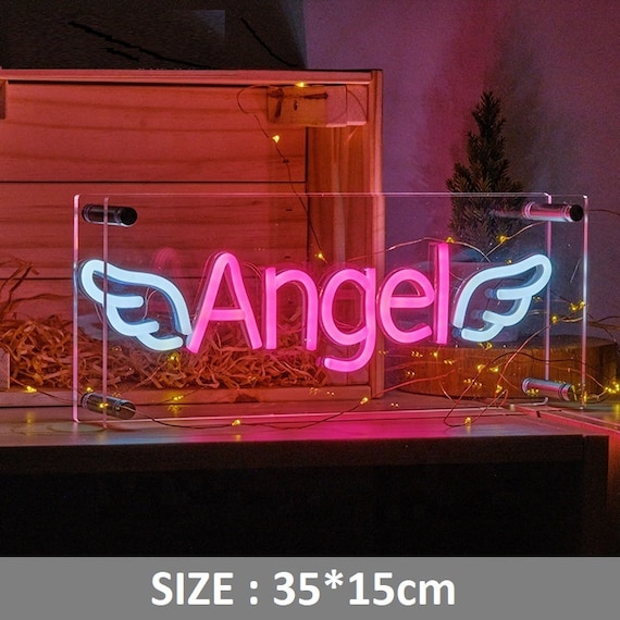 Angel Neon Sign Neon Box Neon Decor Angel Letters Neon Box | Etsy