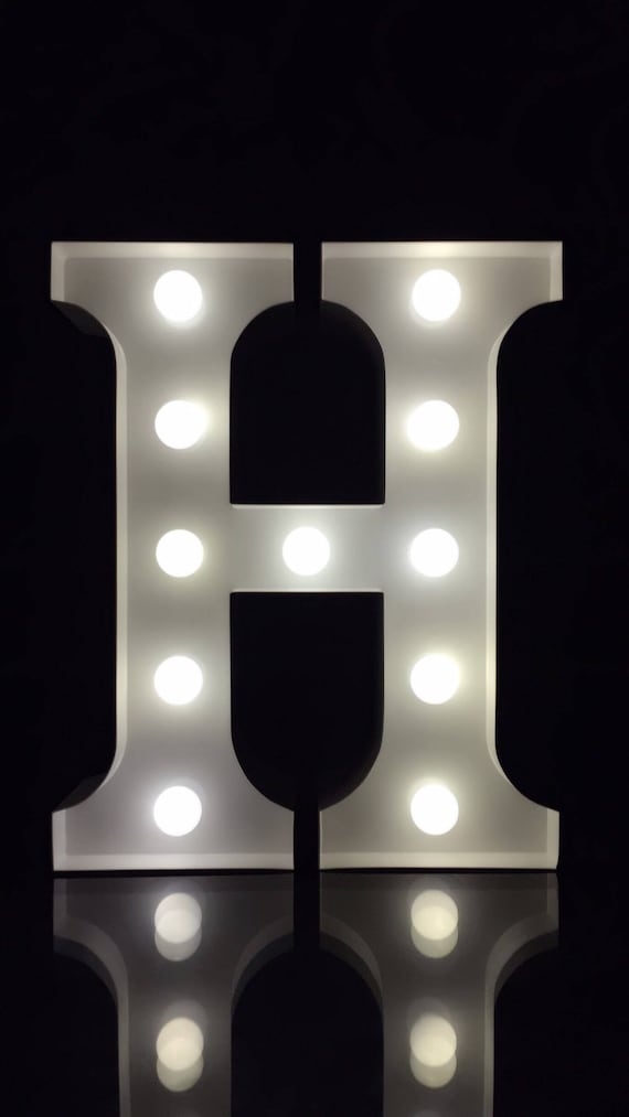 Hand Made Metal White H Marquee Letter Light 9height - Etsy