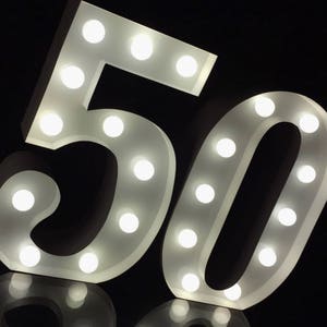12" Metal Number 50-59 Light up Number Fifty Home Bedroom Shop Window ...