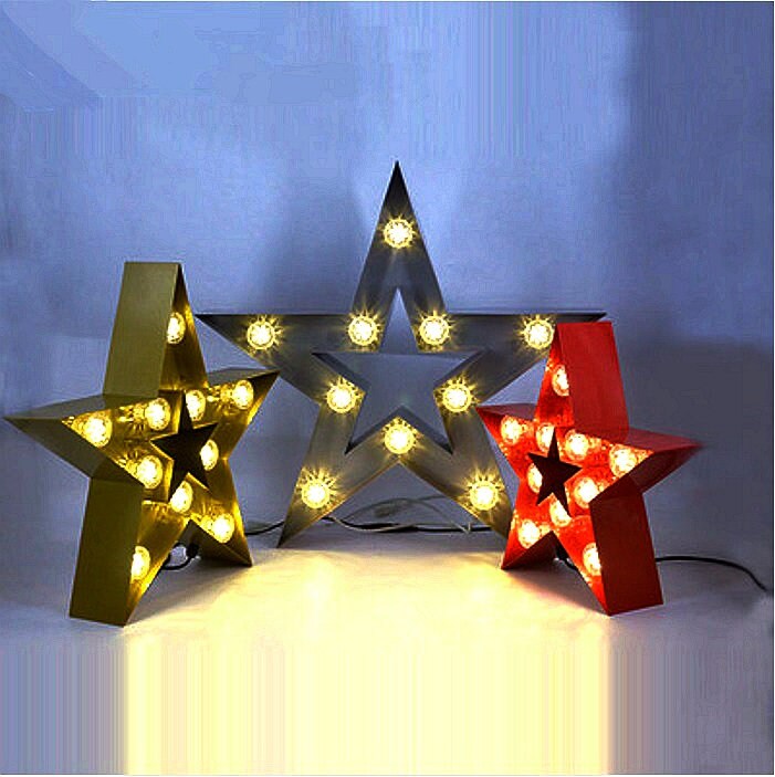 24/36 Metal Star Marquee Sign Light up Metal Star Light Indoor Outdoor ...