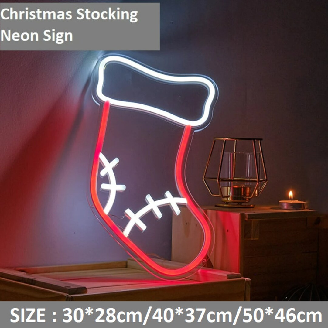Christmas Stocking Neon Light With Acrylic Board Christmas Neon Light ...