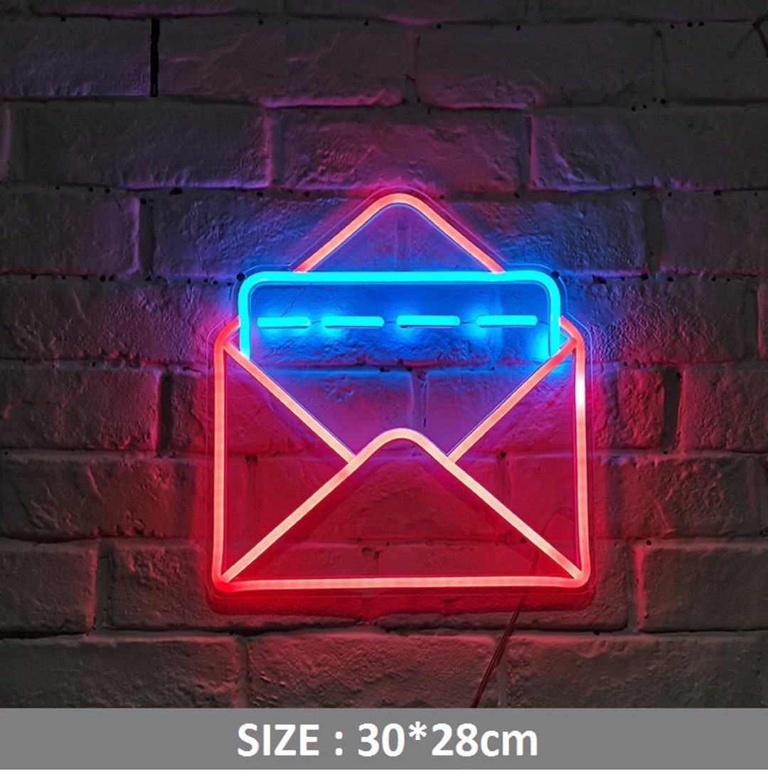 Acrylic Email Neon Sign Envelop Neon Sign Mail Sign Office Workshop ...