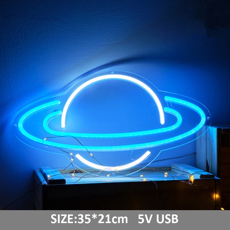 Space LED Neon Sign With Acrylic Plate Neon Decor Astronomy Orbit ...