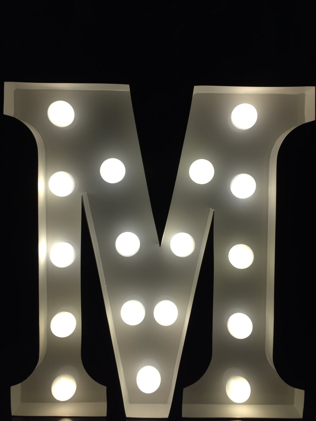 Metal White M Marquee Letter Marquee Light 9"height Wedding Light up ...