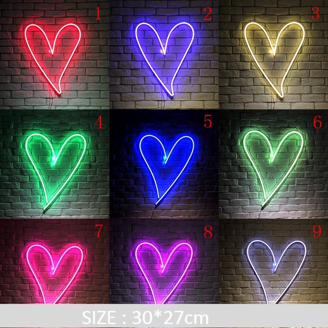 Love Heart Sweet Heart Neon Sign With Acrylic Plate USB Powered Neon ...