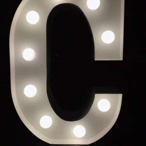 Metal White Initial Letter C Marquee Letter Light 9"height Home Wedding ...