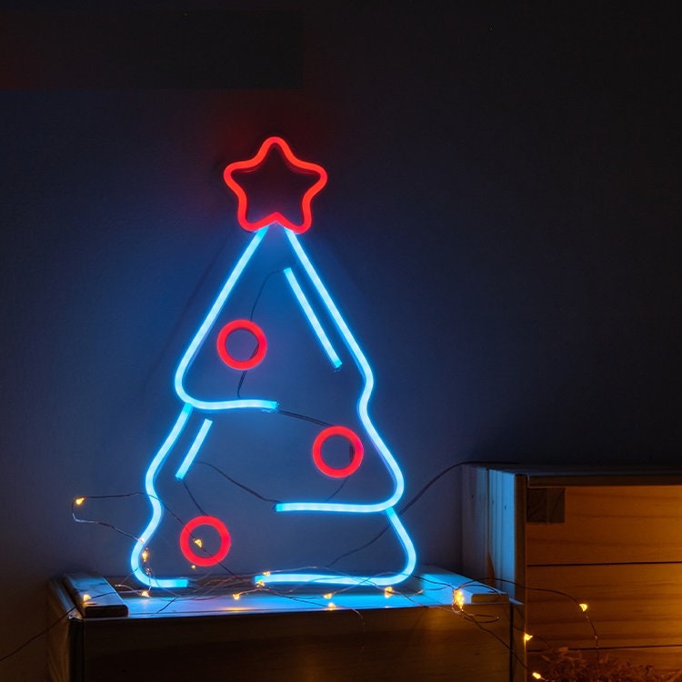 Christmas Tree Neon Sign With Acrylic Plate Christmas Neon Decor Home ...
