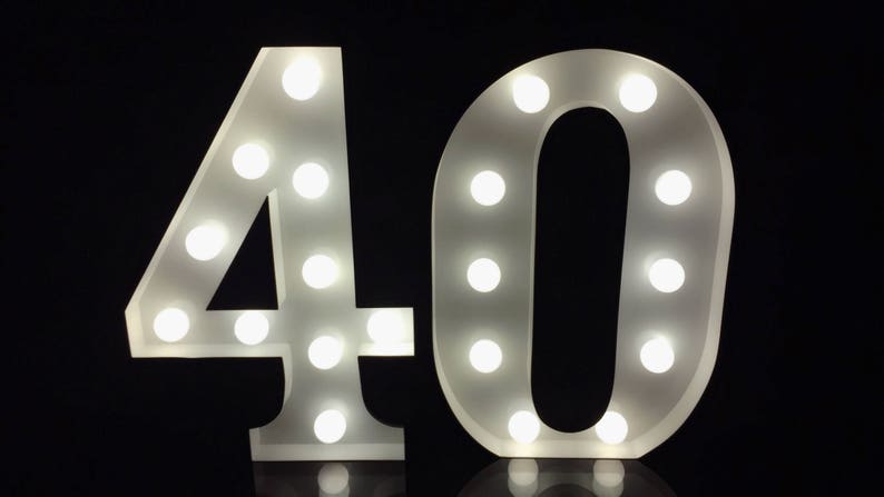 12"metal Number 40-49 Light up Numbers Sign Forty Home Bedroom Store ...