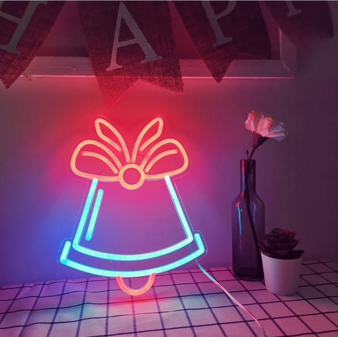 Christmas Bell Neon Sign With Acrylic Plate Christmas Jingle - Etsy UK
