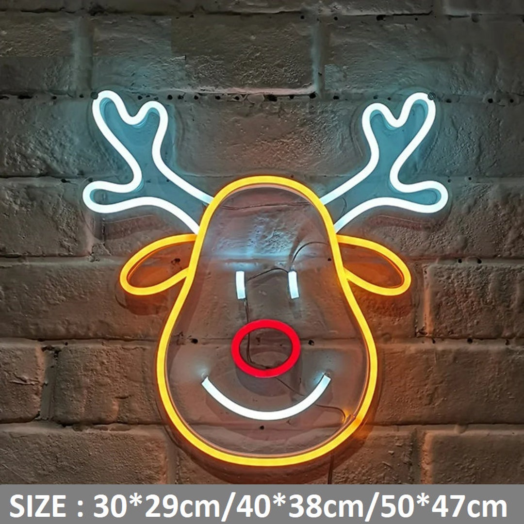 Christmas Reindeer Neon Sign Neon Light With Acrylic Board Deer Neon ...