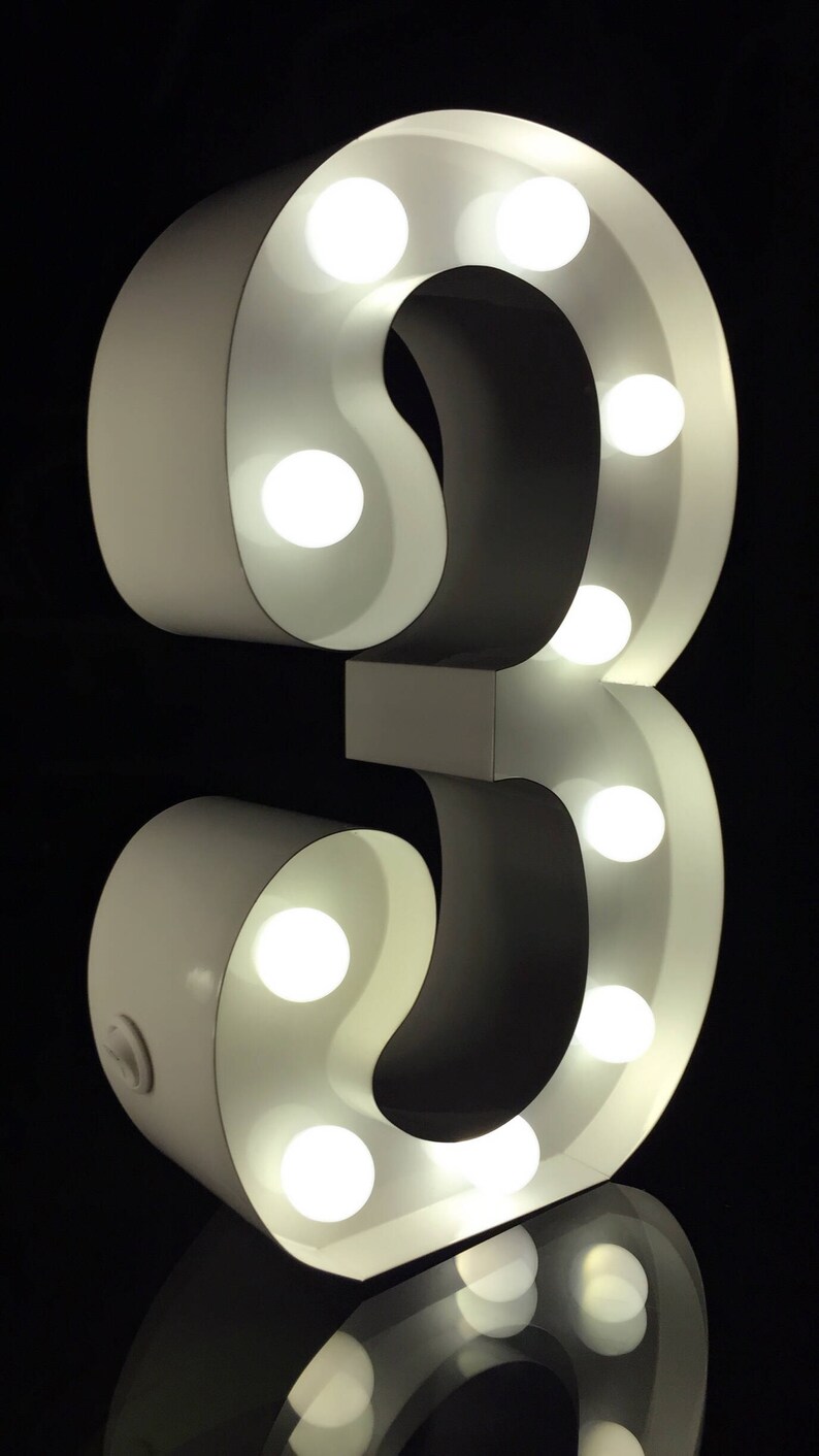 12metal White/black No.3 Marquee Letter Party of 3 Sign - Etsy