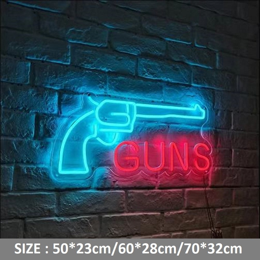LED Guns Neon Sign, Gun Neon Letters, Gun Pistol Sign, Handgun Neon ...