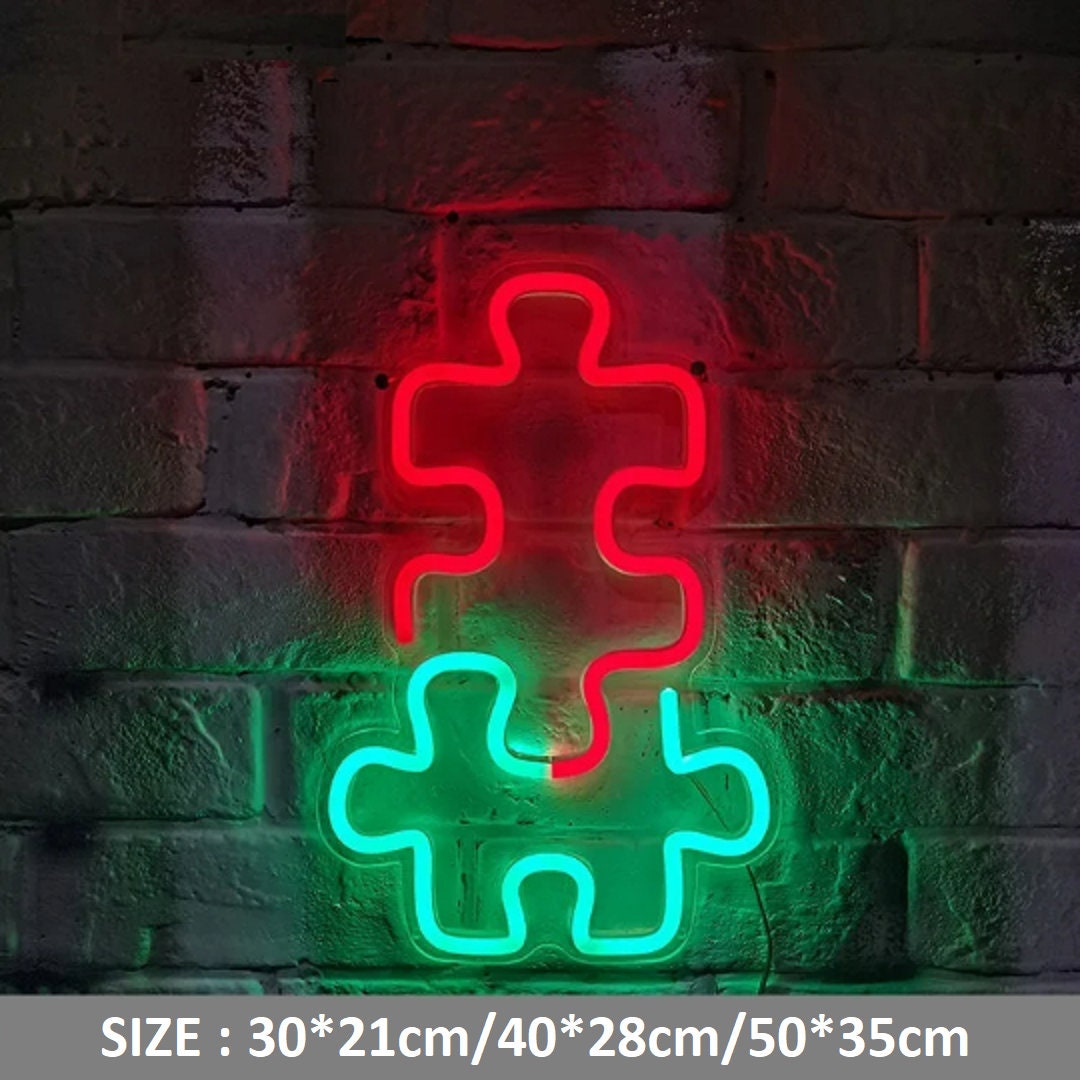 Jigsaw Puzzle Neon Sign With Acrylic Board USB Powered Light up Jigsaw ...