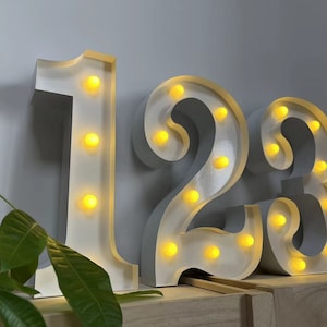 12”metal White No.1-12 Marquee Letter Marquee Number Light up Numbers ...