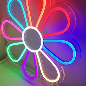 Flower LED Neon Sign With Acrylic Board Flower Neon Decor Neon Light ...
