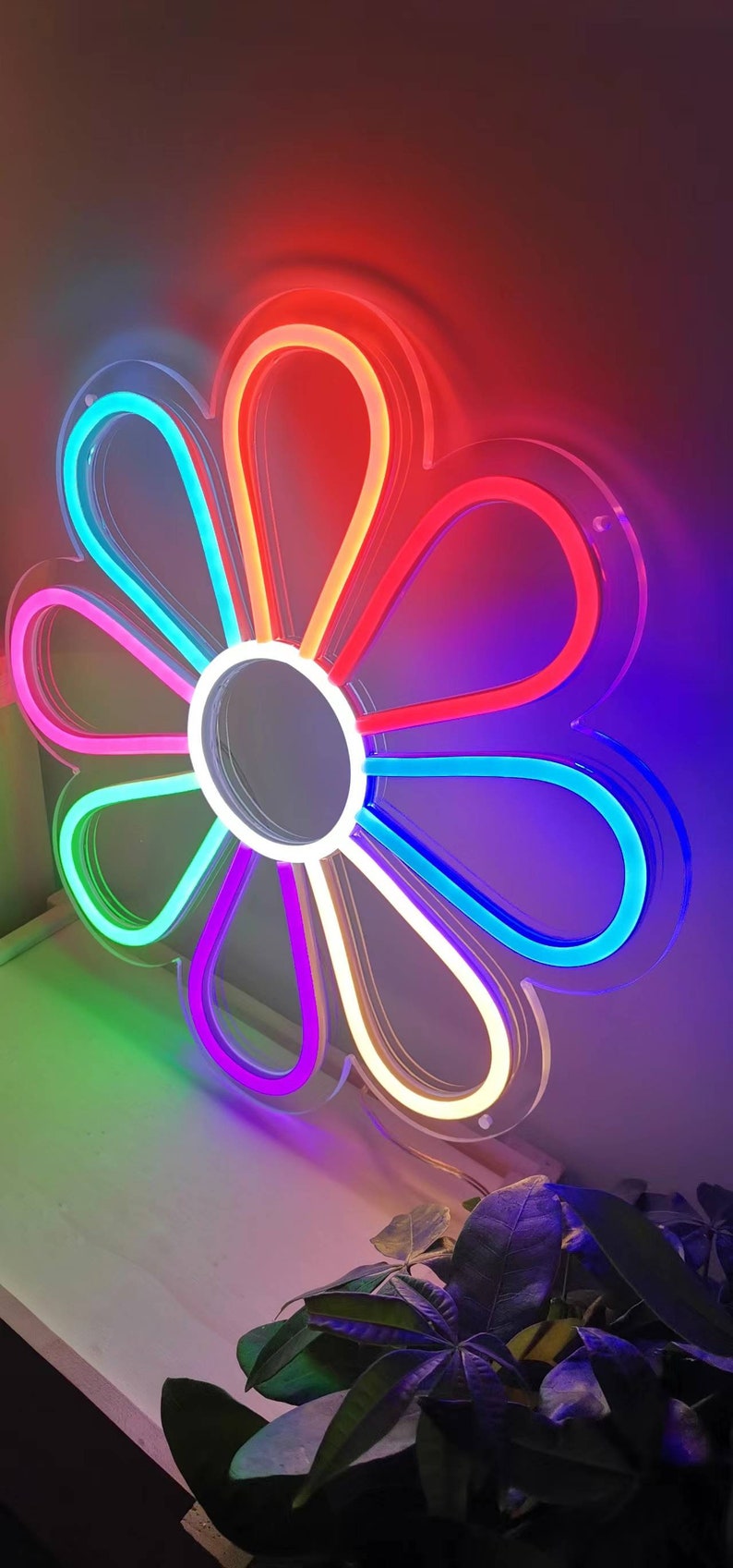 Flower LED Neon Sign With Acrylic Board Flower Neon Decor Neon - Etsy