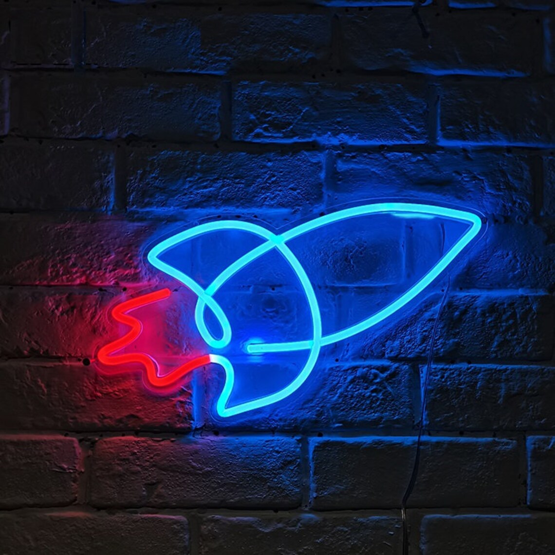 Space Rocket LED Neon Sign with Acrylic Plate Neon Decor Space | Etsy