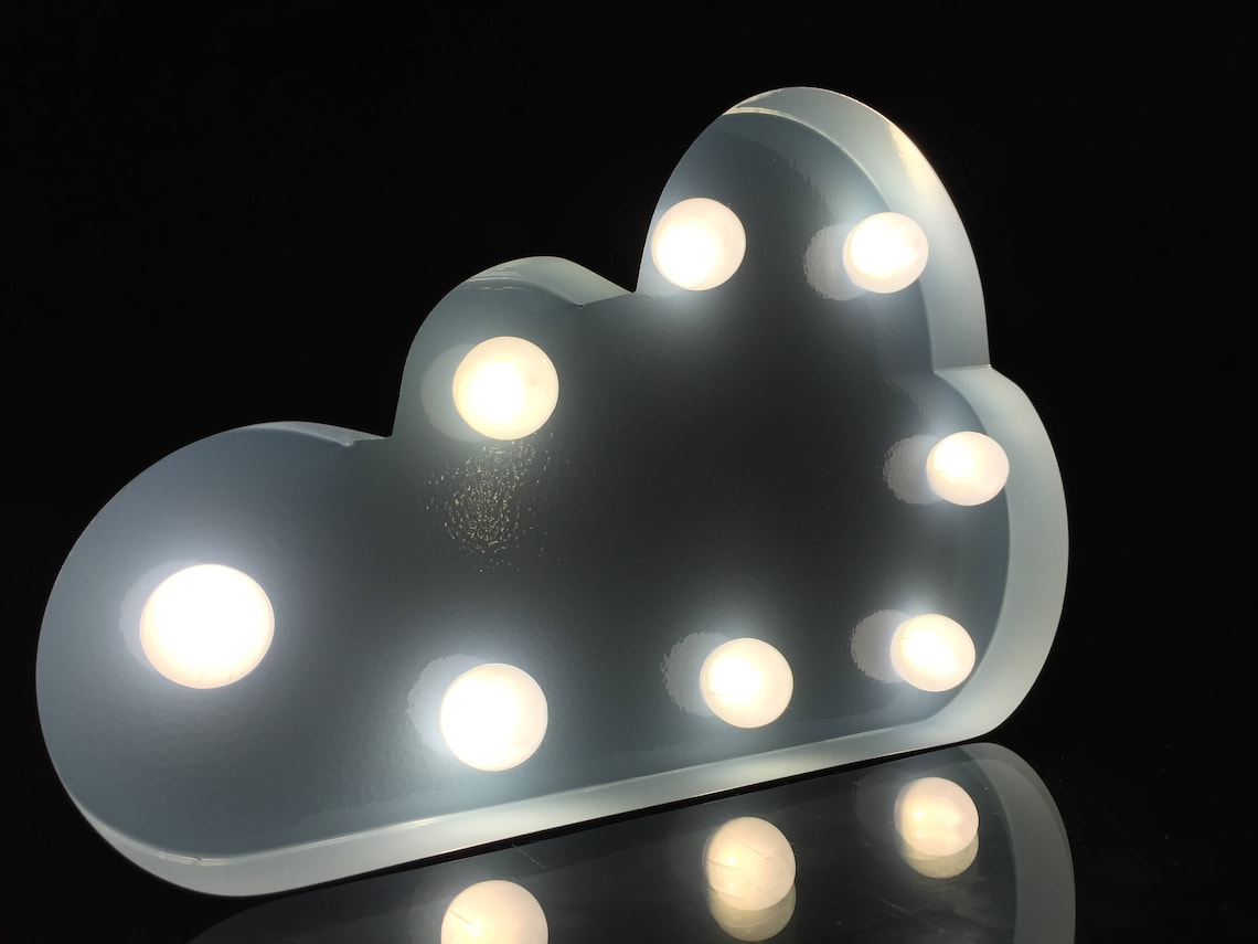 Mini Blue Metal Cloud Marquee Light Kids Light Kids Bed Room | Etsy