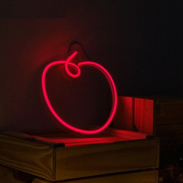 Mini Apple Neon Sign With Acrylic Plate 5V USB Powered Custom Neon Sign ...